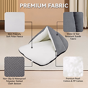 YUNNARL Pet House, Cat & Dog Cave Bed - Ultra Soft Polar Fleece, Waterproof, Washable - 25x20 Inches, Gray