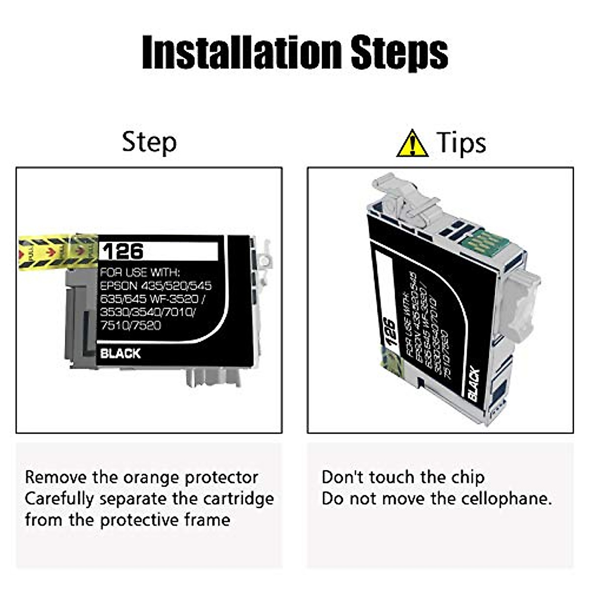 NoahArk 3 Pack T126 Remanufacture Ink Cartridge Replacement for Epson 126 T126 for Workforce 435 520 545 635 645 845 WF-3520 WF-3530 WF-3540 WF-7010 WF-7510 WF-7520 Printer (1 Cyan,1 Magenta,1 Yellow)