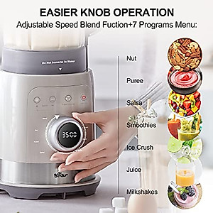 Bear Blender, 1500 Peak Watts Professional Countertop Blender for Kitchen, Blender for Shakes and Smoothies with 51 Oz Glass Jar,Auto-Programs Functions with LED display for Ice Crush, Smoothies, Milkshakes and Autonomous Clean