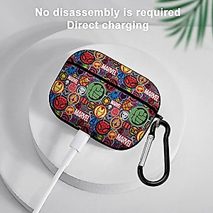 Superhero Comics AirPods Pro Case, Full-Body Hard Shell Protective Cover Case Skin with Keychain for AirPod Pro 2019