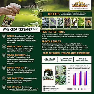 PetraTools Crop Defender 32oz - Ready to use Natural Bug Spray for Plants, Organic Bug Spray for Vegetable Garden, Natural Pesticide for Vegetable Plants, Defeats Contact Spider Mites, Powdery Mildew
