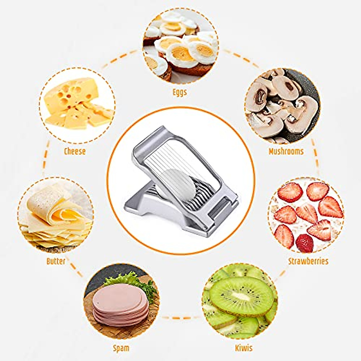 Yuzxaun Egg Slicer, Egg Slicer for Hard Boiled Eggs, Stainless Steel Wire Egg Slicer, Heavy Duty Aluminium Egg Cutter Dishwasher Safe for Egg Strawberry Soft Fruit