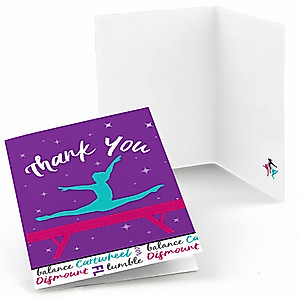 Big Dot of Happiness Tumble, Flip & Twirl - Gymnastics - Birthday Party or Gymnast Party Thank You Cards (8 count)