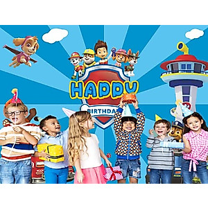 Paw Dog Birthday Party Decorations, Paw Theme Party Supplies Set for Girl’s/Boy’s with Balloons Garland kit, Dog Patrol Backdrop, Dog Foil Balloons (B)