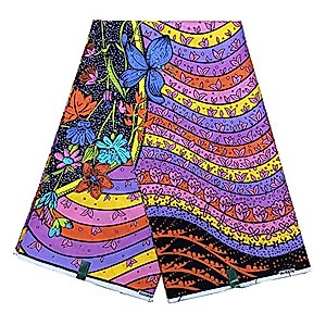 African Fabric, African Print Fabric, Cotton African Material Kente Cloth Wax Fabric, African American Dutch Fabric by The Yard 6 Yards for Women Men (FC191)
