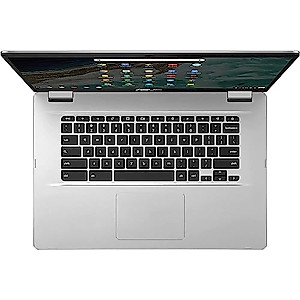 ASUS C523NA Chromebook 15.6" HD Laptop, Intel Celeron N3350 Processor, 4GB RAM, 64GB eMMC Flash Memory, Intel HD Graphics, HD Webcam, Stereo Speakers, Chrome OS, Silver, (renewed)