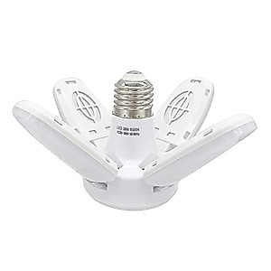 LED Garage Lights- 38W 6000LM 6500K E27/E26 LED Garage Ceiling Lights with 4 Adjustable Panels for Garages, Workshop,Indoor, Outdoor, Workshop and Warehouse, Full Area