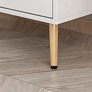 Homsee Modern Dresser Storage Chest with 5 Drawers, Wood Dresser Chest with Gold Metal Legs and Handles for Bedroom, Living Room, White (27.4”L x 15.6”W x 44.9”H)