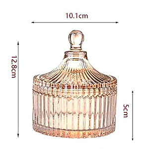 300ml/10oz Candy Dish with Lid, Glass Candy Jar Crystal Decorative Cookie Bowl for Candy Buffet Office Desk, Dazzling Jewelry Cotton Balls Container, Gift for Christmas, Parties, Wedding, Valentines