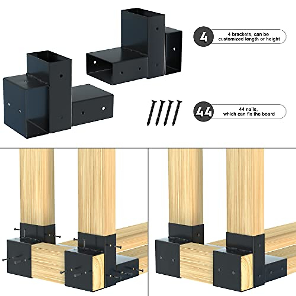 Urban Deco Firewood Rack Outdoor Bracket Kit - Log Racks Outdoor For Firewood Adjustable Log Holder Heavy Duty Firewood Rack Brackets - Black Wood Rack - Pack Of 4