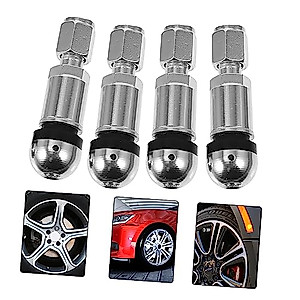 Milisten 4 Pcs Valve Wheels for Car Tire Pressure Caps Bolt in Valve Stem BMX Wheels Aluminum Alloy Silver Aluminum Stem Tire Air Automobile Tire Stems Gas Nozzle Circulation Valve