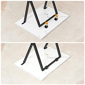 HOOBRO Folding TV Tray Tables, Set of 2 Stable Snack Table for Small Space, Portable Sofa side Table, Easy Assembly and Storage, Ideal for Snacks and Meals in Living Room, Marble and Black BW25BZ01