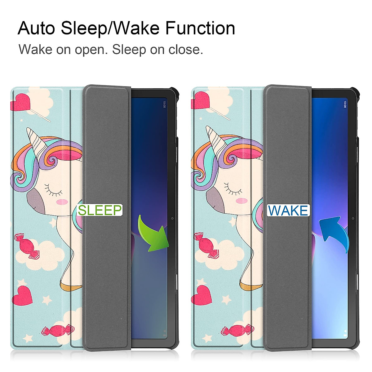 Smart Case for Lenovo Tab M10 Plus (3rd Gen), Ratesell Lightweight Smart Trifold Stand Case Cover with Auto Wake Sleep for Lenovo Tab M10 Plus 3rd 10.6 Inches TB-125F / TB-128F 2022 Unicorn