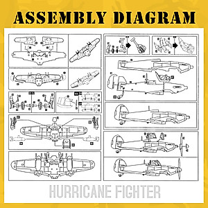 ViiKONDO 1/48 WWII UK Hurricane Fighter British Aircraft Military Warplane Model Building Kit DIY Assembly Jet Toy Airplane (01)