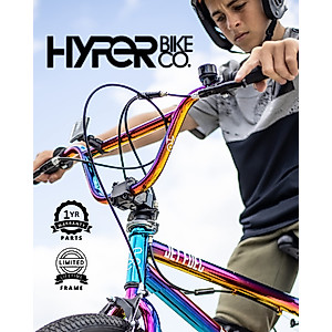 Hyper BMX Bike 20 Inch, Single Speed, Front and Rear Sprockets, Steel BMX Frame. 360 Handlebar Rotation. Park Ready Bicycle for Kids. Jet Fuel Finish