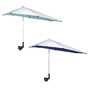 G4Free 2 Pack Height Adjustable Chair Umbrella with Universal Clamp for Beach Chair, Golf Cart, Wheelchair, Stroller, Wagon (Lake Blue & Deep Blue)