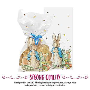 Anniversary House Official Beatrix Potter™ Peter Rabbit™ Treat Bags, BOPP Cellophane Bags, 12.5 x 28.5cm, Pack of 20, Including Twist Ties, Party Bags for Baby Showers, 1st Birthdays, M569