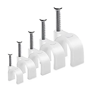 AGPTEK 500pcs Cable Clips with Steel Nails 4mm 5mm 6mm 8mm 10mm Cable Management for RG6, RG59, CAT6, RJ45 Cable Coax Cable, Ethernet Cable, TV Wire Cable, Telephone Cable, Led Starlight, Print Cable