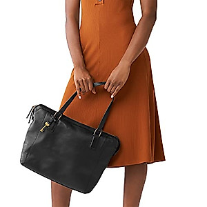 Fossil Women's Jacqueline Eco-Leather Tote Bag Purse Handbag, Black (Model: ZB1502001)
