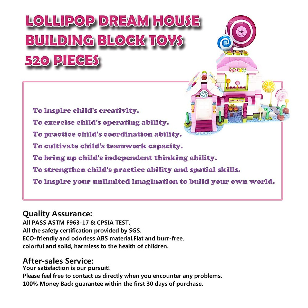 JIMUJIA Princess Castle Girls Building Blocks Toys 541 Pieces Multi Shaped Pink Castle Hot Air Balloon Toys for Girls Construction Bricks Christmas Birthday Gift for Kids Age 6-12 and Up (520 Pieces)