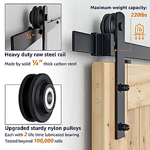 SMARTSTANDARD 6.6FT Barn Door Hardware kit, Barn Door Track, Sliding Door Hardware kit, Smoothly and Quietly -Heavy Duty Sturdy -Easy to install, Fit 36"-40" Wide Panel (I Shape Hanger)