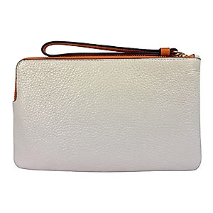 COACH Large Corner Zip Wristlet Stamp in Khaki/Chalk Multi