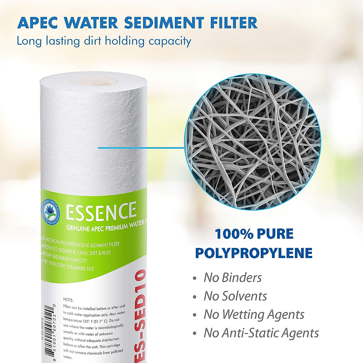 APEC Water Systems FI-ES-SED10-A APEC 5 Micron 10” x 2.5” Sediment Water Filter for Reverse Osmosis System, White