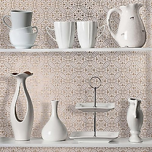 24-Pack of 8 x 8" Paper Wall Tiles Peel and Stick Kitchen Backsplash. Renter Friendly Paper Backsplash in Metallic Gold Pastel Painted Design. Self Stick Paper Wall Tiles for Your Home