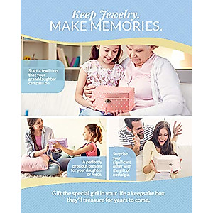 Elle Jewelry Box - Ballerina Jewelry Organizer and Swan Lake Wind-Up Music Box for Girls and Teens, Accessories and Keepsake Wooden Storage with Lock and Mirror, Charming Room Decor and Gift, Small