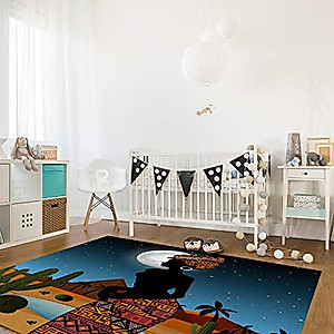 ARTSHOWING Ultra Soft Area Rugs African American Woman Afro Lady Cactus Desert Night Indoor Living Room Decor Carpets for Children Bedroom Home Nursery, 2'x3'