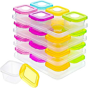 24 Pieces Baby Food Storage Freezer Containers, 4 oz Plastic Baby Food Jars with Leakproof Lids, Small Baby Blocks Snack Containers and White Sticker Label for Infant Babies
