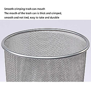 Trash Can Creative Iron Wire Mesh Trash Can Set Living Room Kitchen Bathroom Garbage Bin Office Thick Bamboo Bottom Paper Basket Waste Bin (Color : Purple)