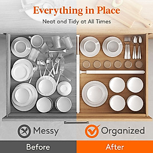 Lifewit 5 Pack Kitchen Drawer Dividers 2.36" High, 16"-22" Adjustable Drawer Organizer for Utensils/Clothes/Makeup, Plastic Expandable Separators in Dresser/Bedroom/Bathroom/Office Storage