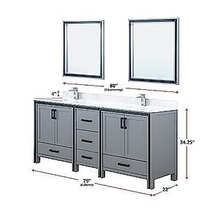 Bell+Modern Augustine 80 in W x 22 in D Dark Grey Double Bath Vanity and White Quartz Top