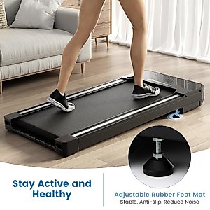 Goplus Under Desk Treadmill, Electric Treadmill Walking Pad with Touchable LED Display and Wireless Remote Control, Built-in 3 Workout Modes and 12 Programs, Running Jogging for Home Office