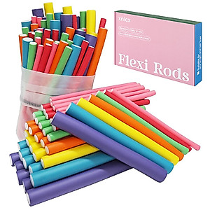 xnicx 47 pcs 7'' Hair Curlers Rollers Flexi Rods Flexible Curling Rods Set No Heat Heatless Bendy Foam Hair Curls for Long,Medium,Short Hair to Sleep in