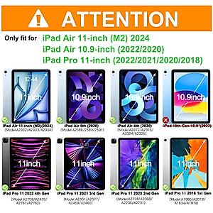 BATYUE for iPad Air 6th Generation 11-inch (M2) 2024 Case, iPad Air 5th/4th Gen 10.9" Case 2022/2020, iPad Pro 11" 4th/3rd/2nd/1st Case, with Pencil Holder+Kickstand+Shoulder Strap (Colourful Pink)