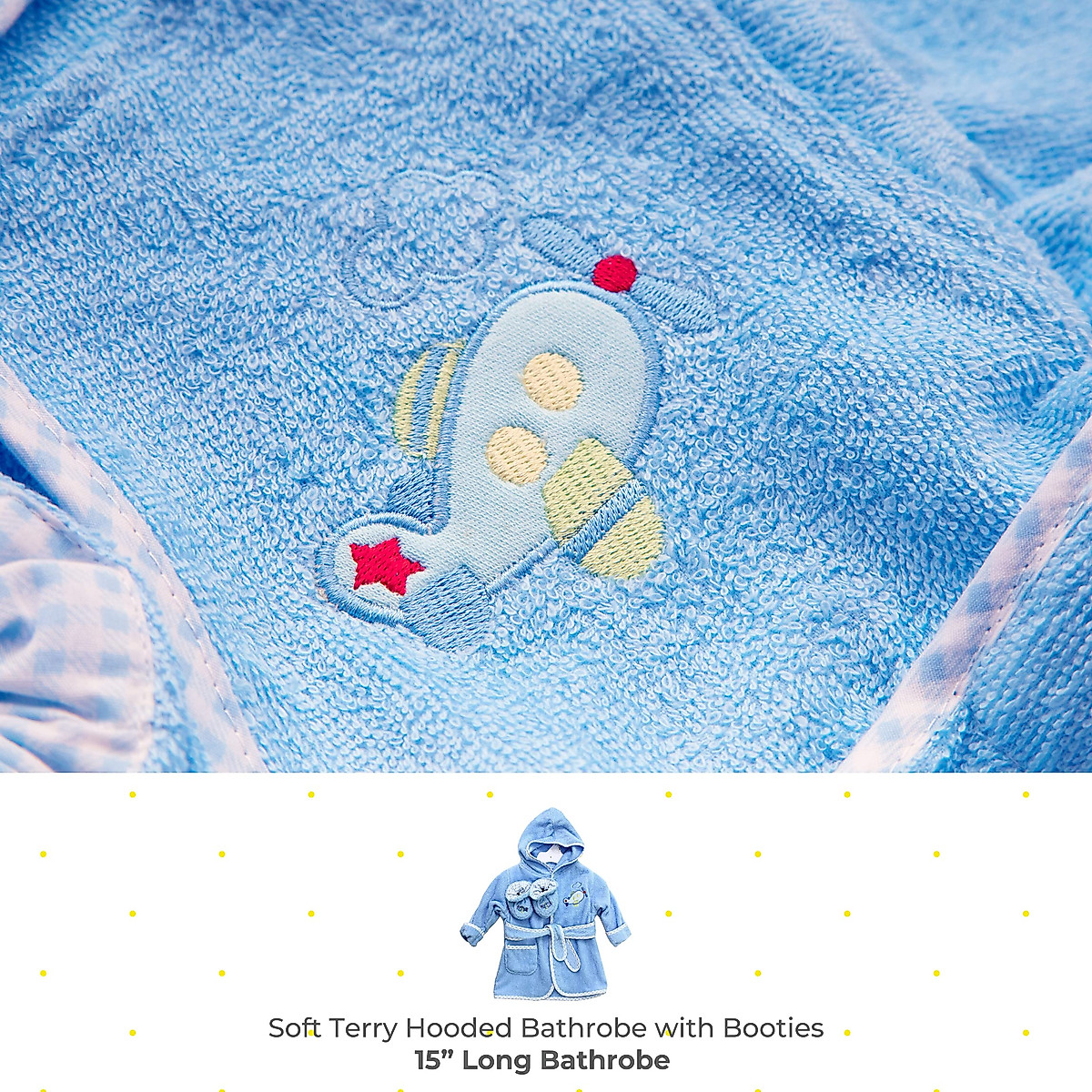 Spasilk Hooded Terry Bathrobe with Booties, Blue Plane, One Size