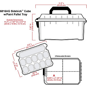ArtBin 6816AG Sidekick Cube Carrying Case with Paint Pallet Tray, Portable Art & Craft Organizer with Handle, [1] Plastic Storage Case, Clear