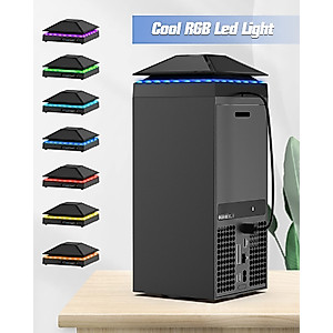 Wiilkac Cooling Fan for Xbox Series X with RGB Light Strip, 3 Levels Adjustable Speed Cooler Fan System 1800/2000/2200 RPM, Low Noise Top Fan with Extra 2 USB Port & Touch Switch