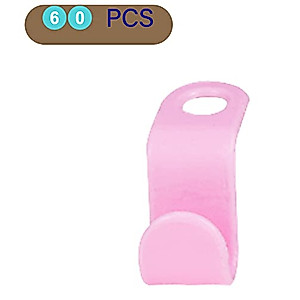 HUAFEI 60 Pcs Clothes Hanger Connector Hooks, Closet Hanger Plastic Hanger Hooks for Closet Space Savers and Family or Clothing Shop Organizer Closets, Pink, 2.16 x 0.79 x 1.2 inches