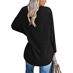 Fazortev Womens Oversized Long Sleeve T Shirts Los Angeles California Graphic Tees Loose Fit Casual Crew Neck Tunic Tops Black