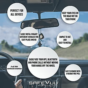 SafeVuu Patented Rotating Phone Mount, Steering Wheel Turns-Phone Does Not, Hands-Free Driving - Perfect for GPS, Trucks, Golf Carts, Utility Vehicles, Motor Coaches & More