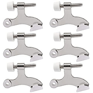 GDFYMI Hinge Pin Door Stopper, Adjustable Heavy Duty Door Stop, with White Rubber Bumper Tips (6 Pack, Brushed Nickel)