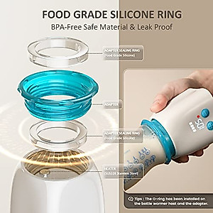 Bottle Warmer,Portable Bottle Warmer with 8 Adapters, Cordless Travel Bottle Warmer with 5 Accurate Temperature Control, Rechargeable Baby Bottle Warmer for Breastmilk or Formula