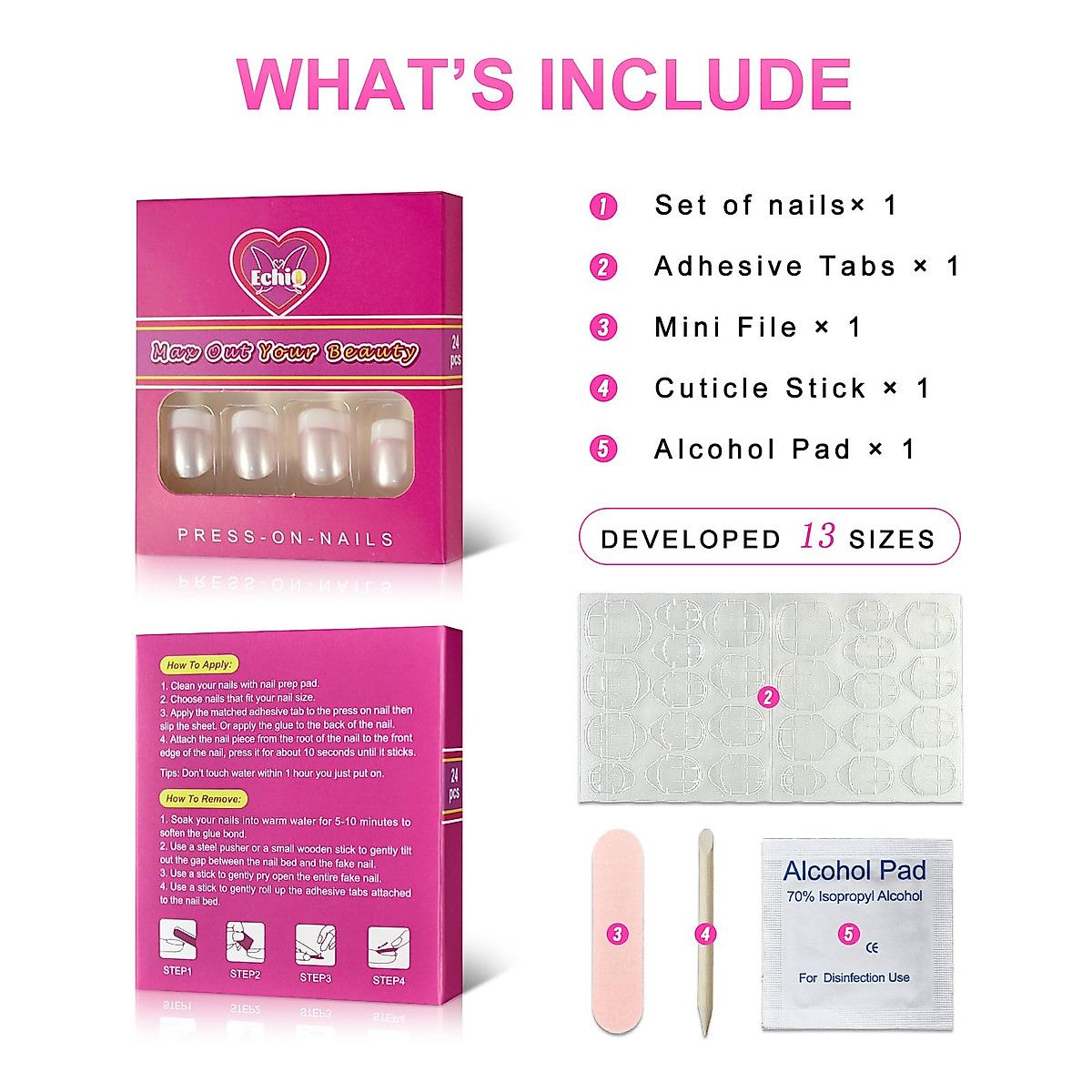 Pearl Shine Pink French Nail Press On Nails for Daily Wear White Round Fake Nails Short Glossy Satin Artificial Lady Fingernails with Adhesive Tabs