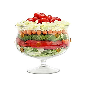 GAC Glass Trifle Footed Fruit Bowl with Gold Polkadots, Size - 8 Inch