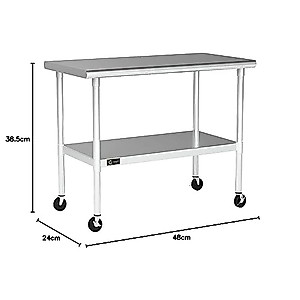 TRINITY EcoStorage NSF Stainless Steel Table with Wheels, 48-Inch
