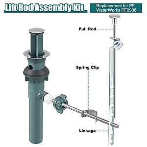 Enhon 2 Pack Universal Lavatory Pop Up Drain Lift Rod, Linkage, and Spring Clip Kit, Replacement for PF0906-CH, Bathroom Sink Stopper Pull Pivot Rod Assembly, Chrome