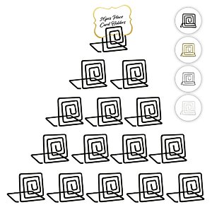 Urban Deco 26pcs Square Place Card Holder Stand - Metallic Table Number Holders, Mini Table Card Holder Table Picture Stands for Menu Memo Clip, Wedding, Party, Birthday (Black)
